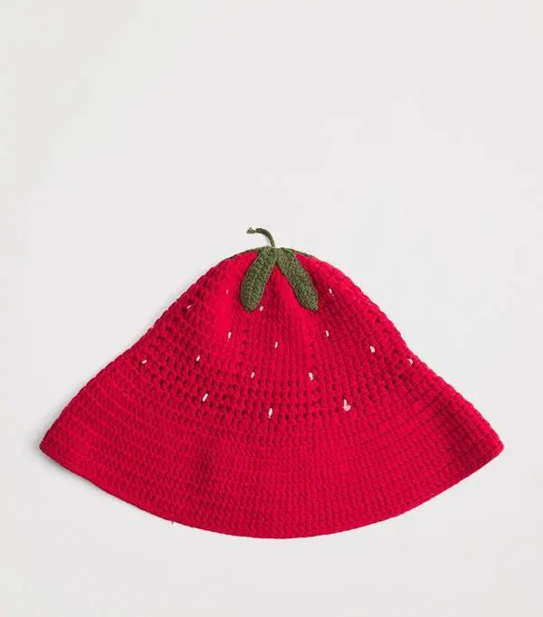 Monnalisa Cotton Crochet Strawberry Hat
