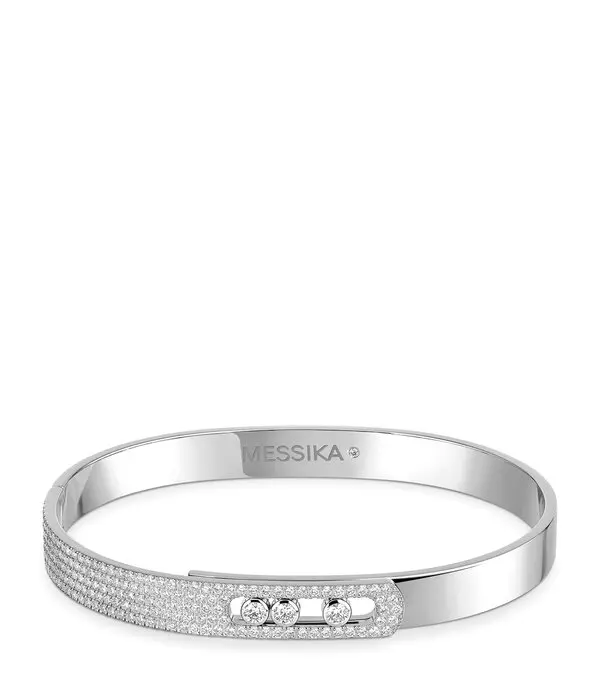 Messika Move Noa White Gold Diamond Pavé Bangle - Silver