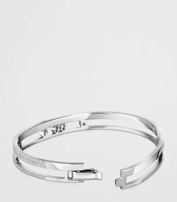 Messika Move Romane White Gold And Diamond Bangle - Silver