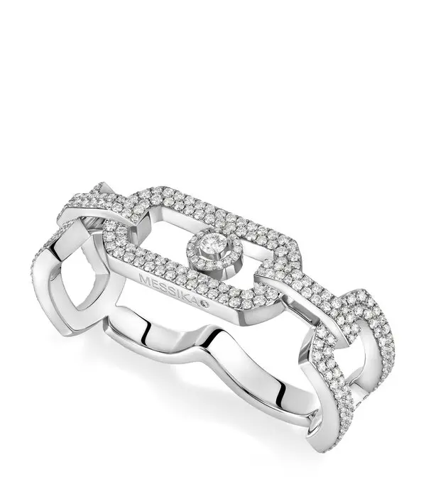 Messika So Move Two-finger Ring In White Gold And Pavé Diamonds - Silver
