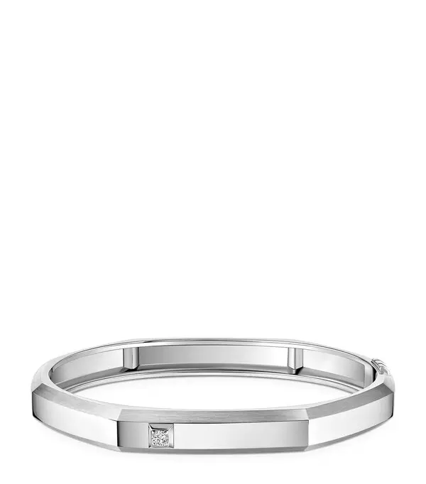 Messika Moderniste Medium White Gold And Diamond Bangle - Silver