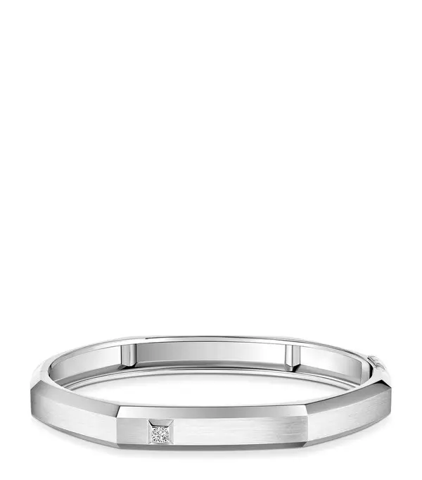 Messika Moderniste Medium White Gold And Diamond Bangle - Silver