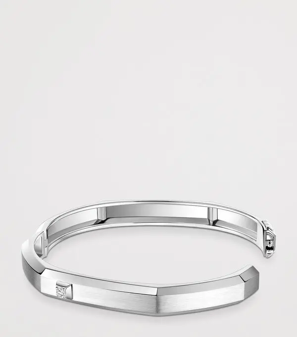 Messika Moderniste Medium White Gold And Diamond Bangle - Silver