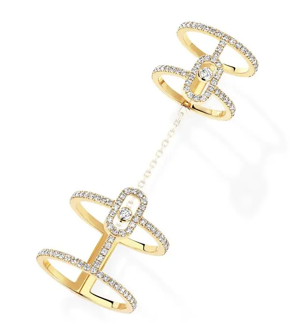 Messika Move Uno Double Ring In 18k Yellow With Diamond - Gold