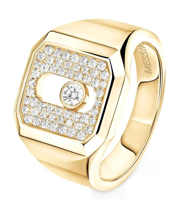 Messika Move Joaillerie Diamond Pavé Signet Ring In Yellow - Gold