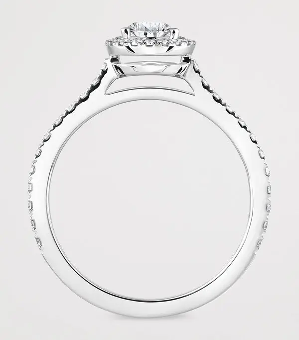 Messika 18k White Gold Pear-cut Diamond Solitaire Ring With Halo - Silver