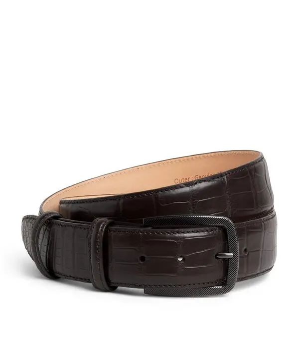 ELLIOT RHODES Alligator Leather Belt - Brown