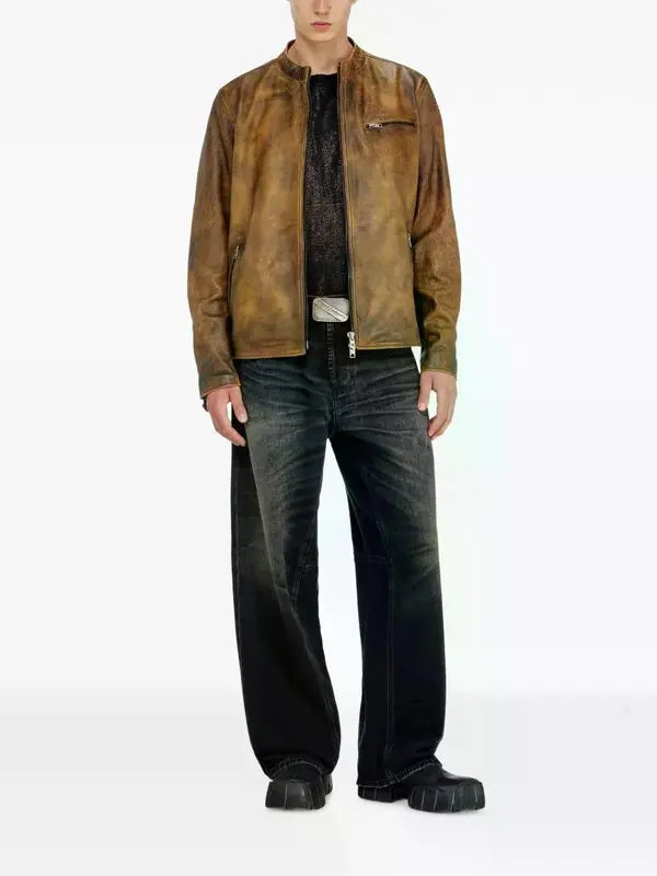 DIESEL® Oval-d Embossed Leather Jacket