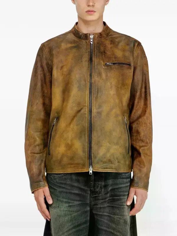 DIESEL® Oval-d Embossed Leather Jacket