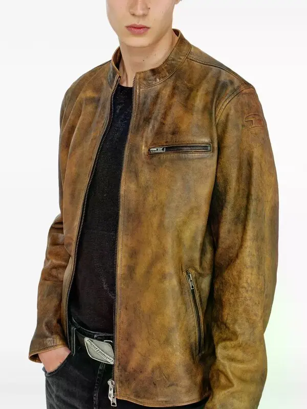 DIESEL® Oval-d Embossed Leather Jacket