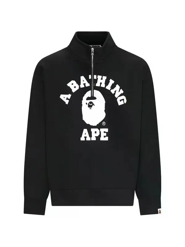 A BATHING APE College Logo-print Half-zip Sweater