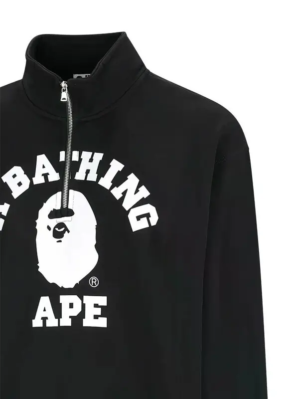 A BATHING APE College Logo-print Half-zip Sweater