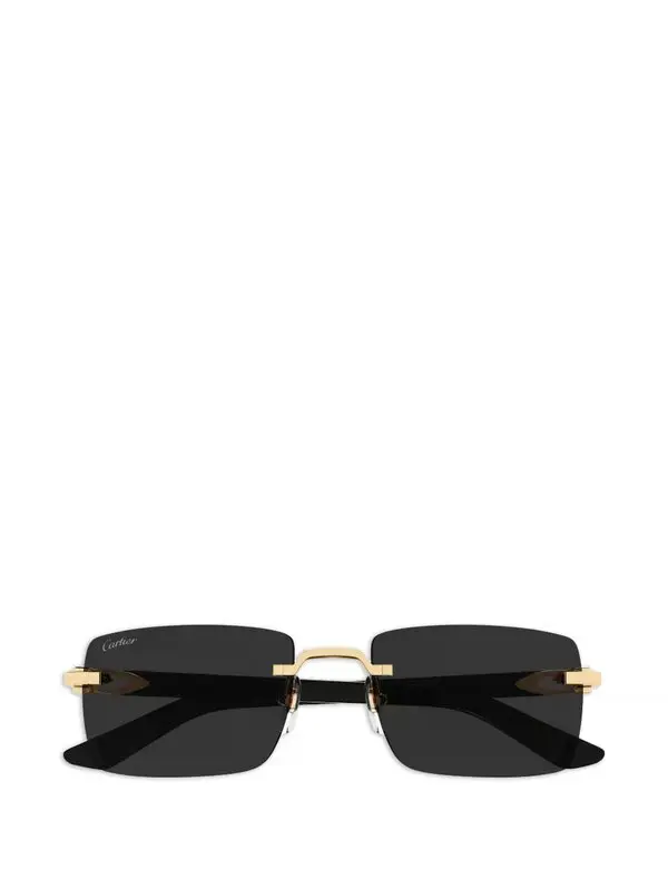 Cartier Rimless Rectangle-frame Sunglasses - Gold