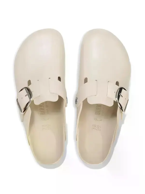 BIRKENSTOCK Boston Buckle-fastening Flat Mules - White