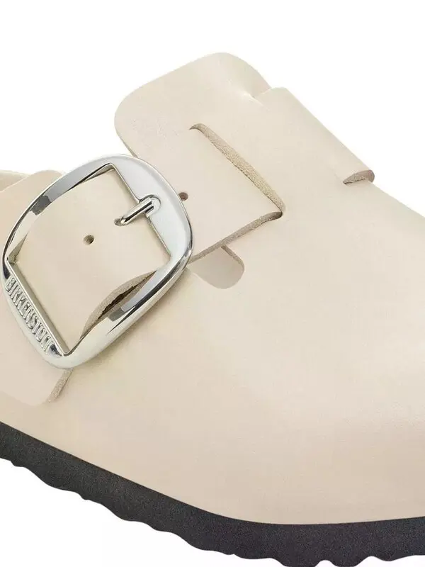 BIRKENSTOCK Boston Buckle-fastening Flat Mules - White