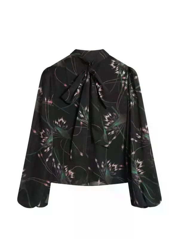 Ted Baker London Alati Floral-print Tie-neck Blouse