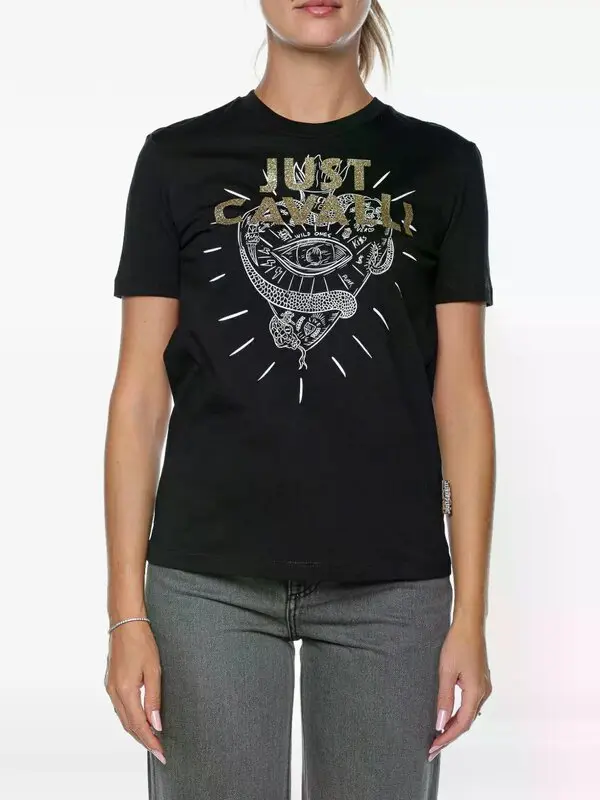 Just Cavalli Graphic Print T-shirt - Black