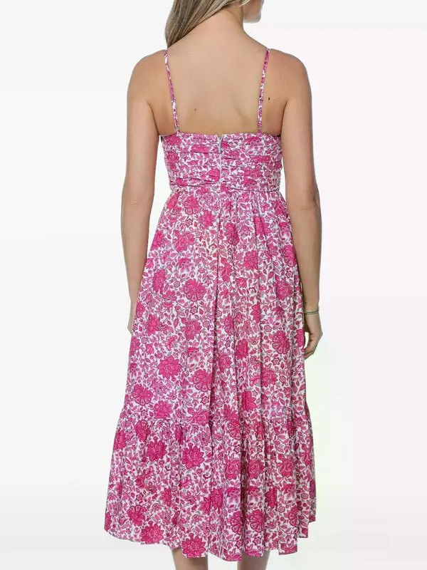 Michael Kors Floral Print Tiered Midi Dress