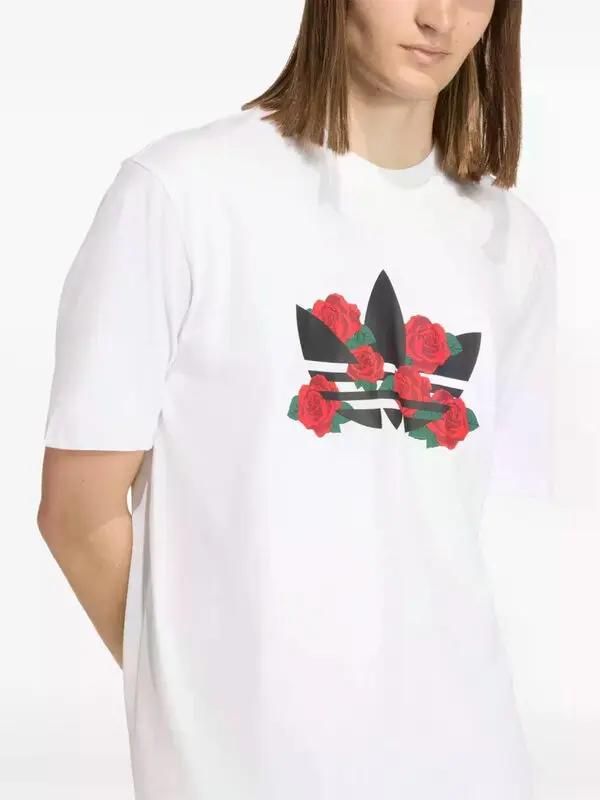 Adidas Rose-print Trefoil T-shirt