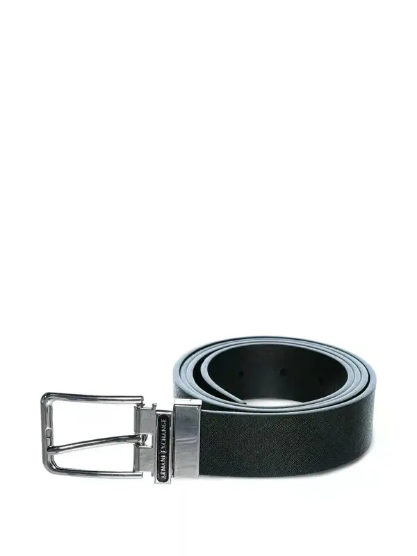Armani Exchange Logo-engraved Plate Belt - Black