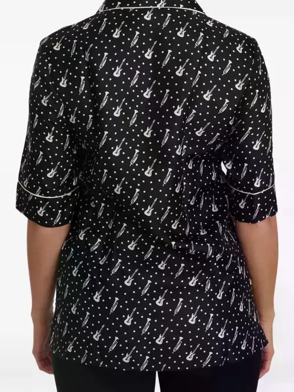 Dolce & Gabbana Musical Instrument Polka Dot Silk Shirt