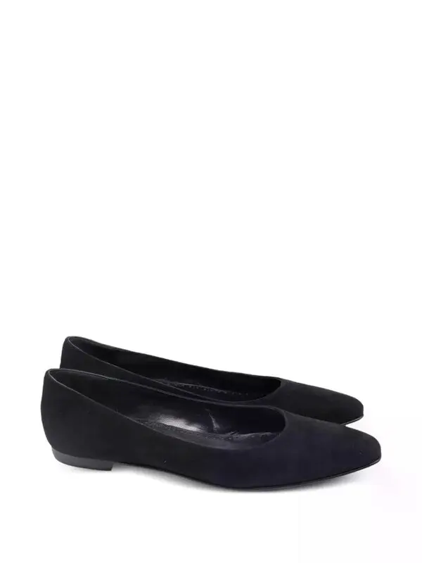 Manolo Blahnik Suede Ballet Flats - Black