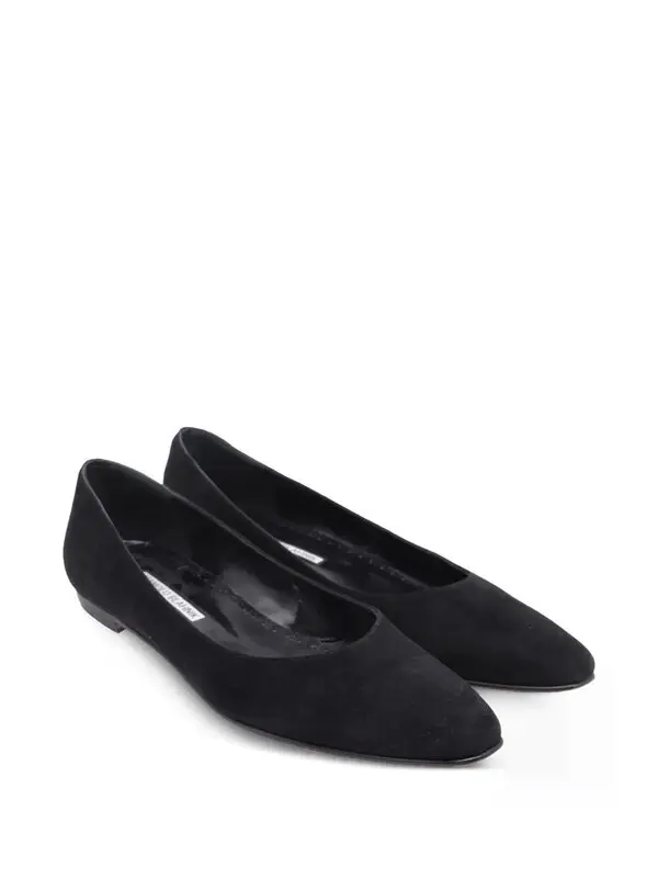 Manolo Blahnik Suede Ballet Flats - Black