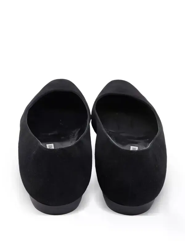 Manolo Blahnik Suede Ballet Flats - Black
