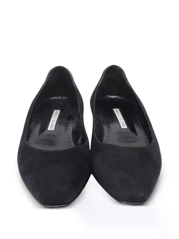Manolo Blahnik Suede Ballet Flats - Black