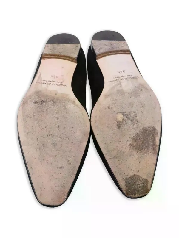Manolo Blahnik Suede Ballet Flats - Black