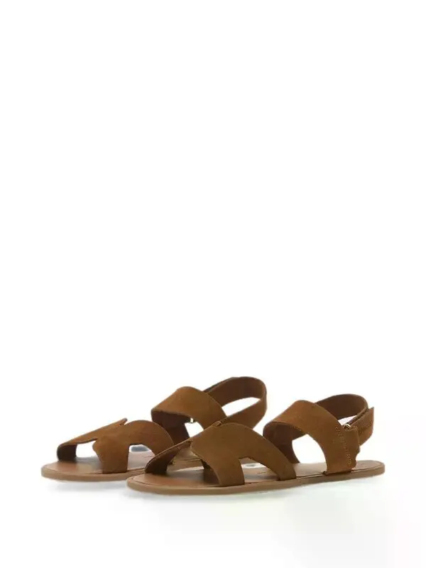 GROUNDIES Suede Touch-strap Flat Sandals