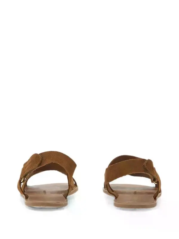 GROUNDIES Suede Touch-strap Flat Sandals