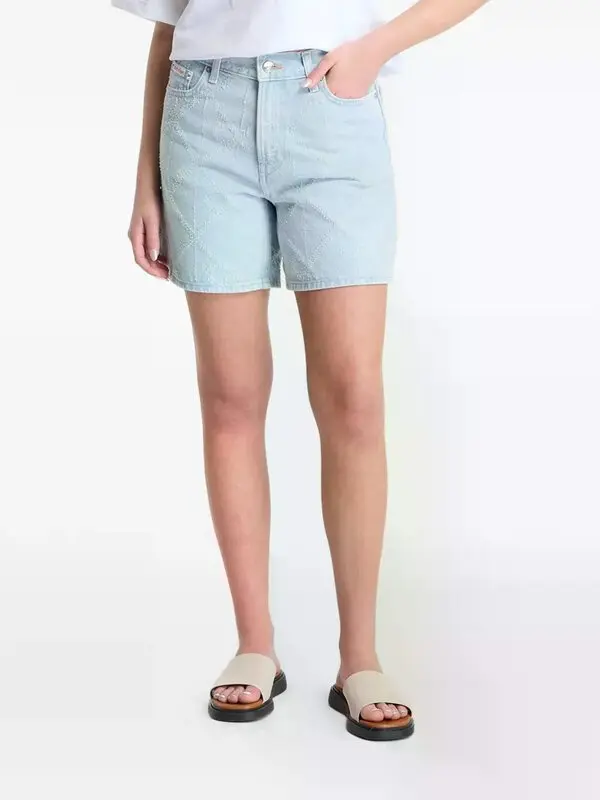 Calvin Klein Monogram Embroidered Denim Shorts