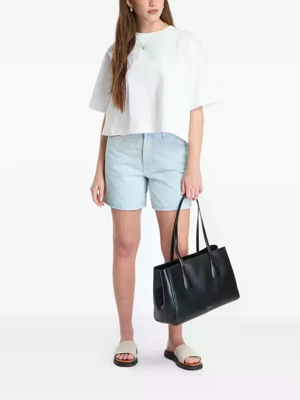Calvin Klein Monogram Embroidered Denim Shorts