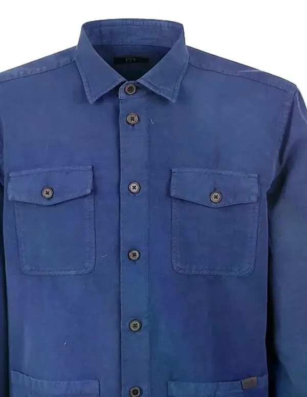 FAY Four-pocket Shirt - Blue