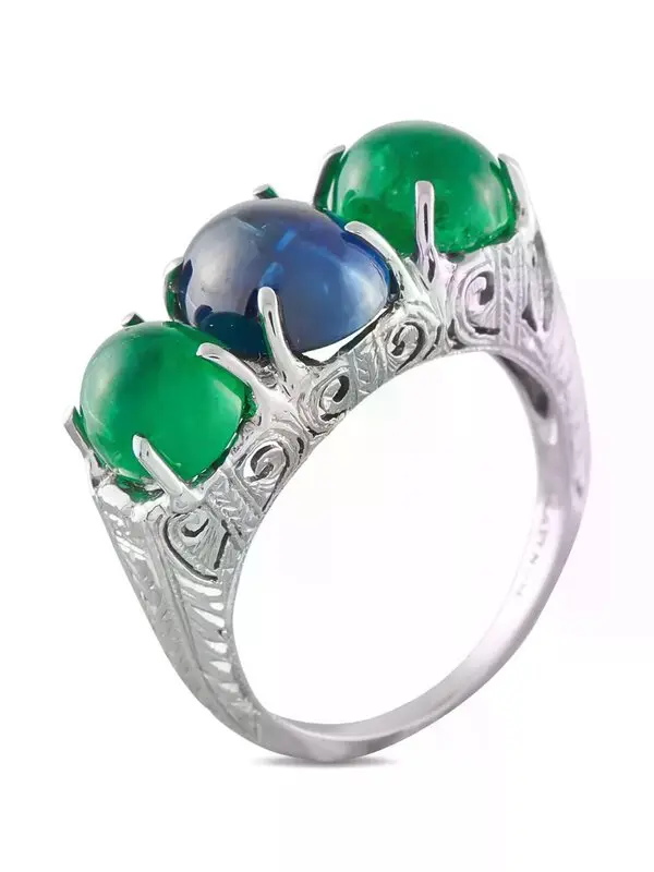 LB EXCLUSIVE Sapphire And Emerald Ring - Silver