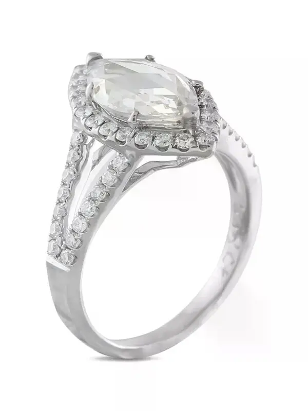 LB EXCLUSIVE Marquise-cut Diamond Halo Ring In 18k White Gold