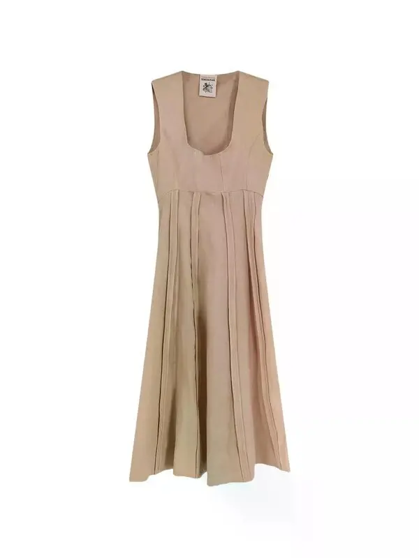 SEMICOUTURE Pleated Sleeveless Midi Dress - Neutrals