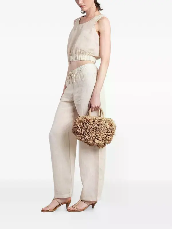 120% Lino Drawstring Straight-leg Trousers