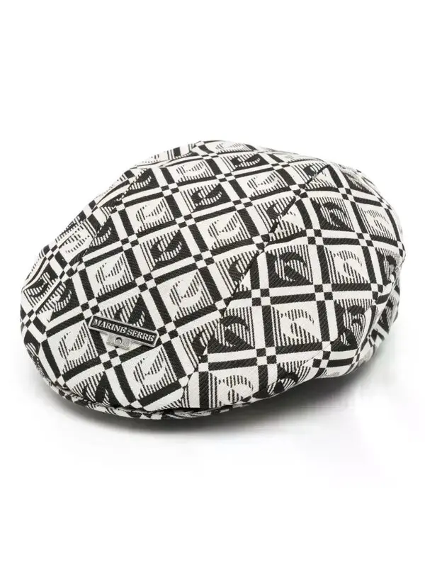 MARINE SERRE Logo Patch Motif Print Hat - Black