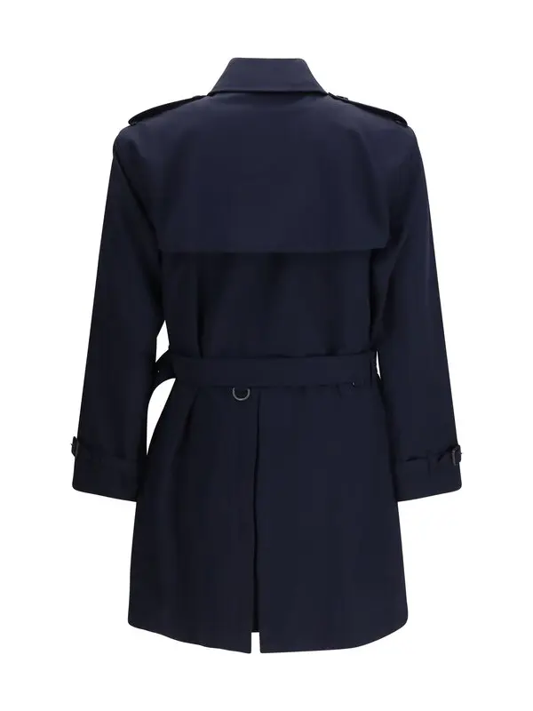 Burberry Double-breasted Belted Trench Coat - Blue