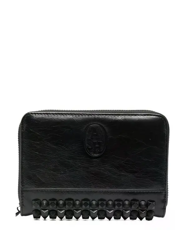 Ash Stud-embellished Crinkled-leather Wallet - Black