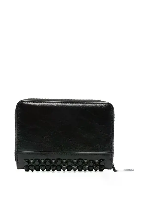 Ash Stud-embellished Crinkled-leather Wallet