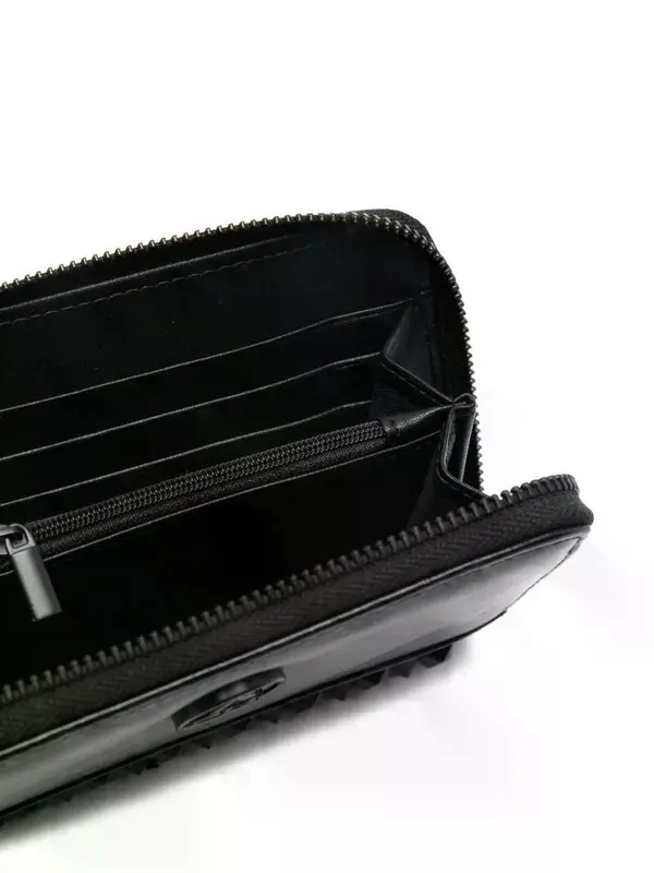 Ash Stud-embellished Crinkled-leather Wallet