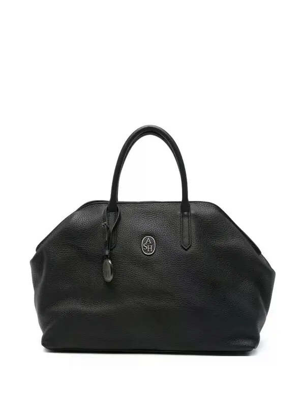 Ash Logo Plaque Pebbled Leather Tote Bag