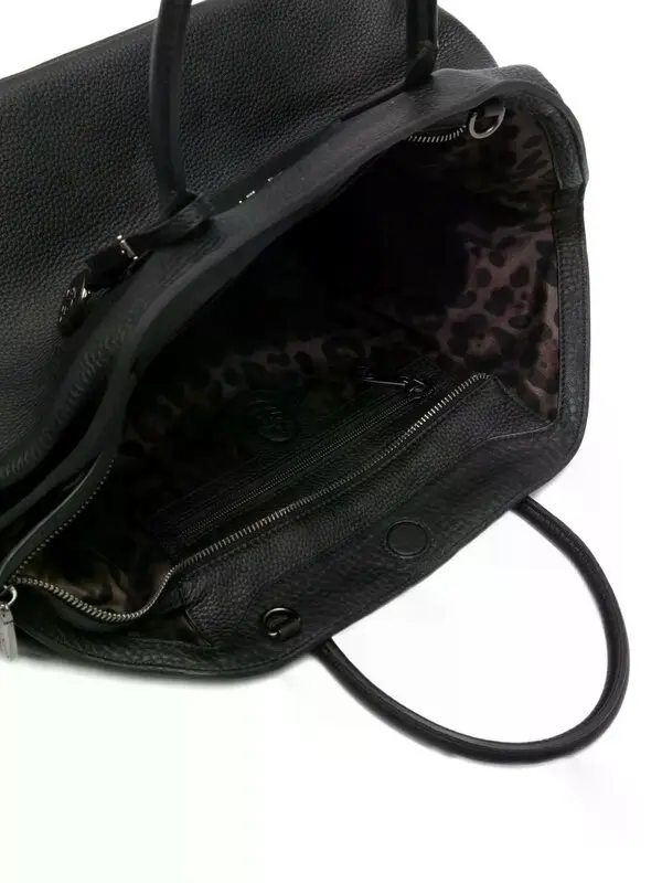 Ash Logo Plaque Pebbled Leather Tote Bag