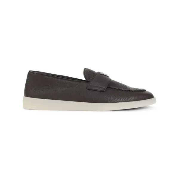 Prada Suede Loafers With Triangle Logo - Brown