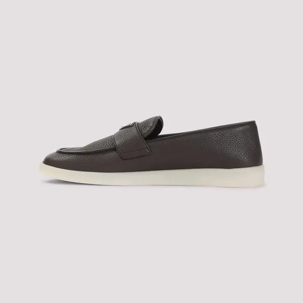 Prada Suede Loafers With Triangle Logo - Brown