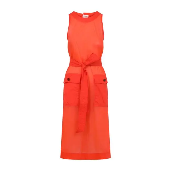 Saint Laurent Sleeveless Sheer Midi Dress - Red