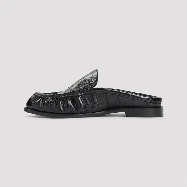 Saint Laurent Le Loafer 15 Backless Loafers In Crinkled Leather - Black